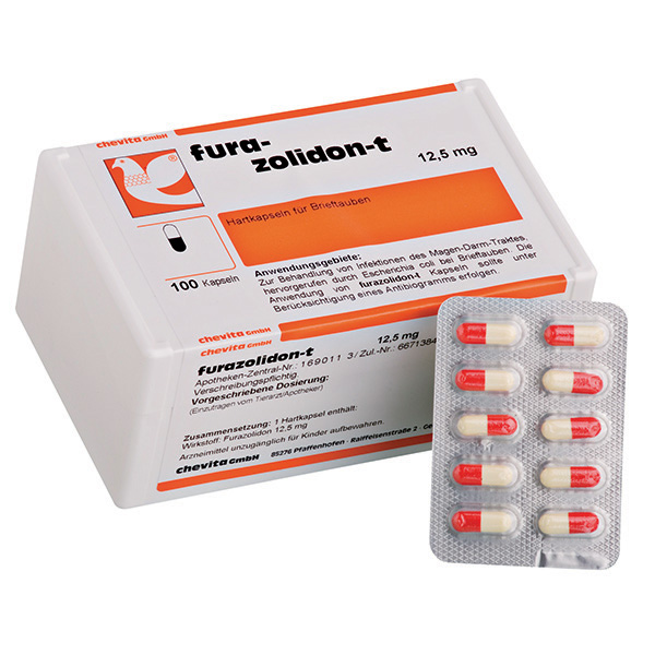 Pigeons: FURAZOLIDON-T capsules - (treats salmonellosis / paratyphus ...